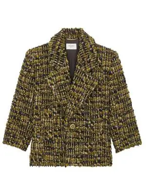 Saint Laurent Single-breasted Jacket In Tweed - Green