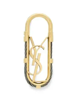 Saint Laurent Cassandre Cable Key Ring In Metal - Silver