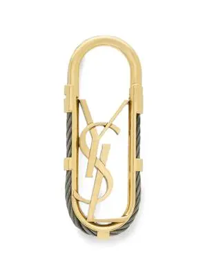 Saint Laurent Saint Laurent Men Cassandre Cable Key Ring In Metal Silver