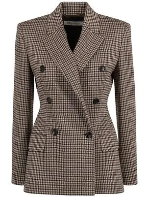 Max Mara Eccelso Wool Blend Double Breasted Blazer - Brown