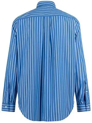 Balenciaga Regular Fit Striped Cotton Shirt - Blue