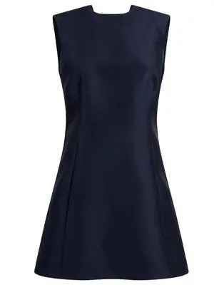 Balenciaga Wool Mini Dress With Button - Blue