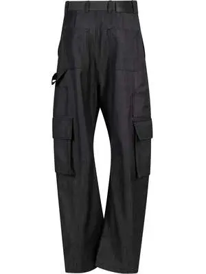 Balenciaga Barrel Leg Wool Cargo Pants