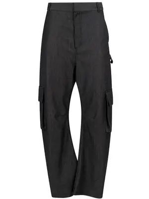 Balenciaga Barrel Leg Wool Cargo Pants - Blue