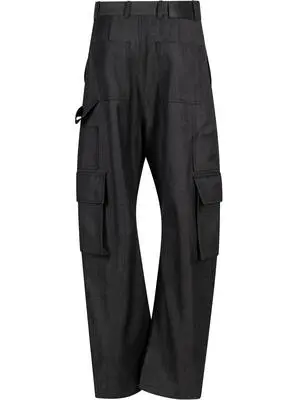 Balenciaga Barrel Leg Wool Cargo Pants