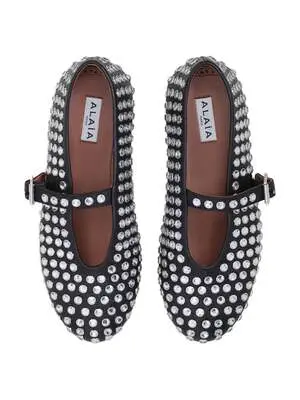 Alaïa Leather Ballet Flats With Strass