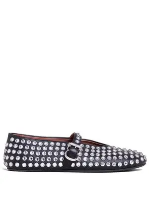 Alaïa ALAÏA Leather Ballet Flats With Strass Black