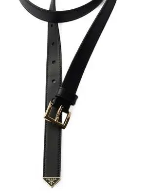 Prada Slim Leather Belt With Logo