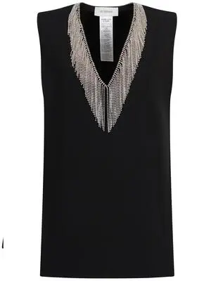 Sportmax Sleeveless Top With Rhinestone - Black