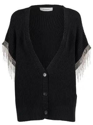 Sportmax Removable Sleeves Wool Cardigan With Rhinestone
