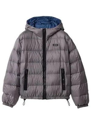 Miu Miu Light Pongé Down Hoodie Jacket - Gray