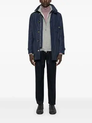Brunello Cucinelli Wool Flannel Leisure Fit Trousers With Drawstring And Double Pleats - Blue