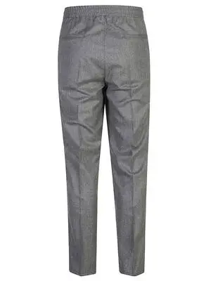 Brunello Cucinelli Wool Flannel Leisure Fit Trousers With Drawstring And Double Pleats - Gray