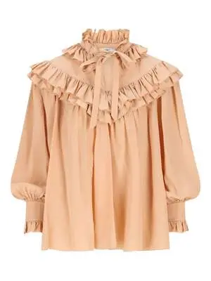 Chloé Oversized Crêpe De Chine Ruffle Top - Multicolor
