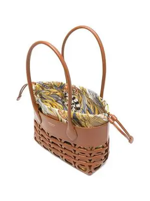 FERRAGAMO Calf Leather Tote Bag - Brown