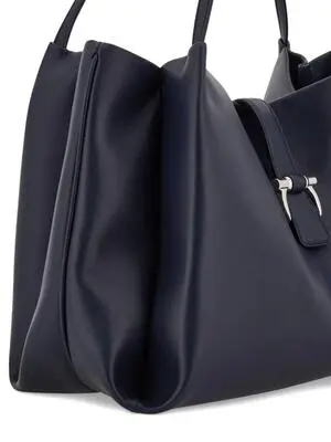 FERRAGAMO Large Leather Softened Tote Bag - Blue