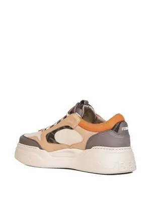 Fendi Force Leather Sneakers With Ff Jacquard And Mesh Details
