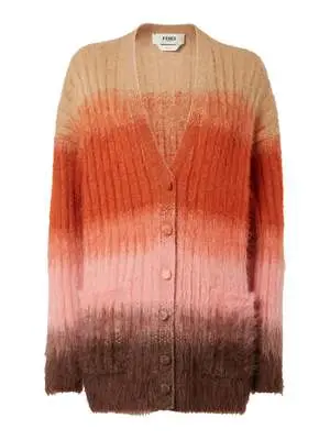 Fendi Gradient Mohair And Wool Oversized Cardigan - Multicolor