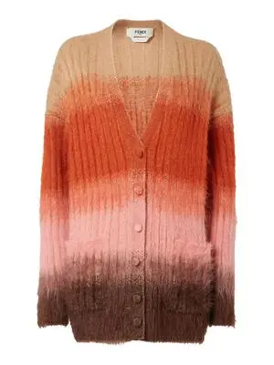 Fendi Gradient Mohair And Wool Oversized Cardigan - Multicolor