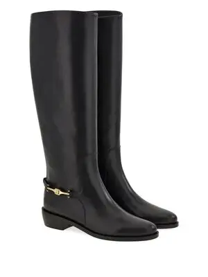 FERRAGAMO F Buckle Leather Boots
