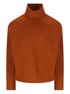 Saint Laurent High-neck Satin Top - Brown