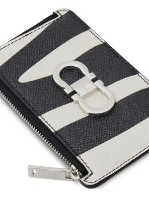 FERRAGAMO Zebra-print Cardholder With Zip - Black