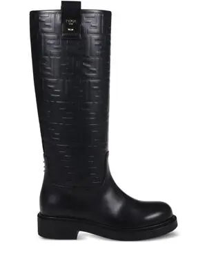 Fendi Filo Stamped Ff Motif High Boots - Black