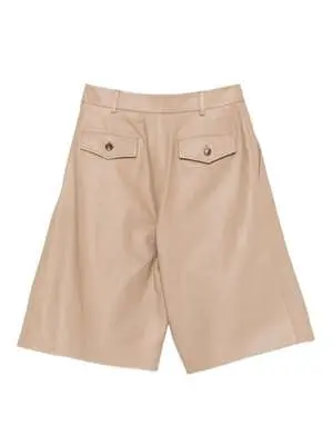 YVES SALOMON Pleated Leather Bermudas