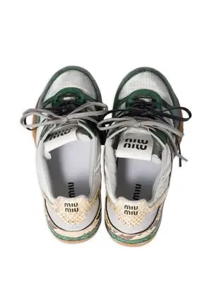 Miu Miu Gymnasium Technical Fabric And Python-print Ayers Leather Sneakers