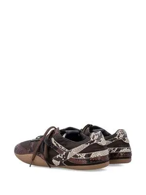 Miu Miu Gymnasium Technical Fabric And Python-print Ayers Leather Sneakers - Brown