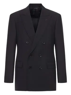 TOM FORD High Twist Double Breasted Wool Jacket - Black