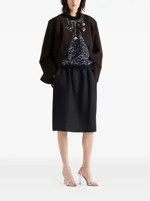 Prada Chevron Wool Midi Skirt