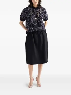 Prada Chevron Wool Midi Skirt