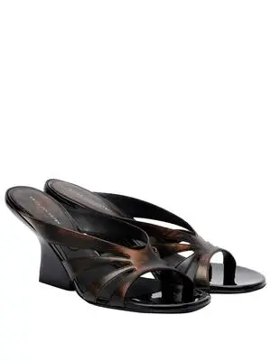 Dries Van Noten Distressed-effect Leather Wedge Mule - Brown