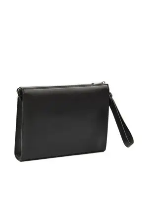 Fendi Leather And Canvas Ff Squared Clutch