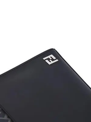 Fendi Leather And Canvas Ff Squared Clutch - Black