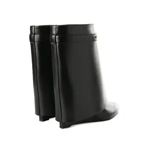Givenchy Calf Leather Wedge Heel Boots - Black