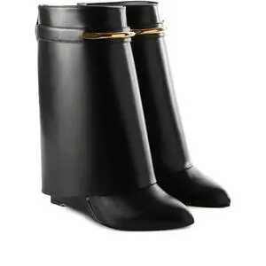 Givenchy Calf Leather Wedge Heel Boots - Black