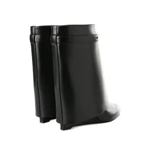 Givenchy Calf Leather Wedge Heel Boots - Black