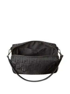 Fendi Squared Ff Lui Medium Leather And Nylon Bag - Black