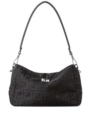 Fendi Squared Ff Lui Medium Leather And Nylon Bag - Black
