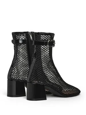 Alaïa Fishnet Block Heel Boots - Black