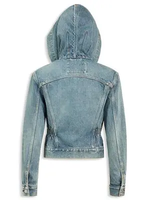 Alaïa Hooded Denim Jacket - Blue