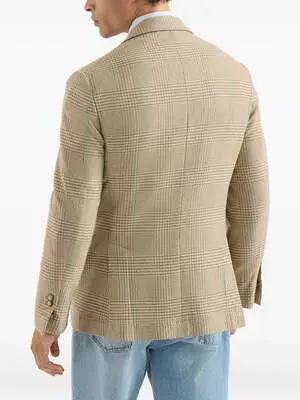 Brunello Cucinelli Cashmere Blend Checked Single-breasted Blazer