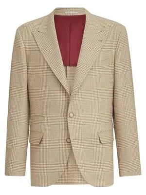 Brunello Cucinelli Cashmere Blend Checked Single-breasted Blazer - Multicolor