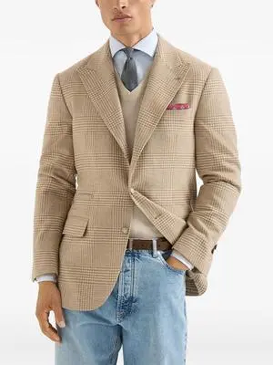 Brunello Cucinelli Cashmere Blend Checked Single-breasted Blazer