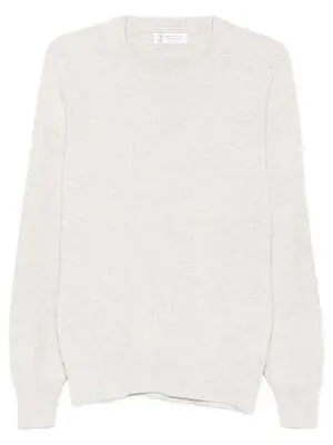Brunello Cucinelli Cashmere Pullover With Patch - Gray