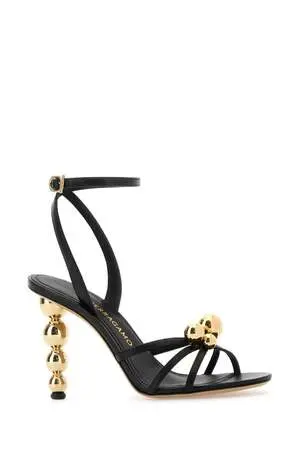 FERRAGAMO Leather Karina Sandals - Black