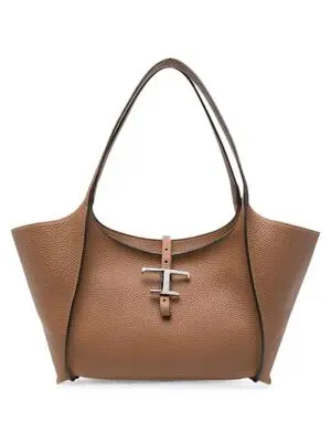 TOD'S T Timeless Small Leather Shopping Bag - Brown