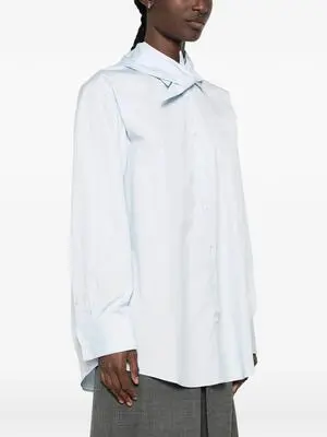 Prada Poplin Shirt With Knot Detail - Blue
